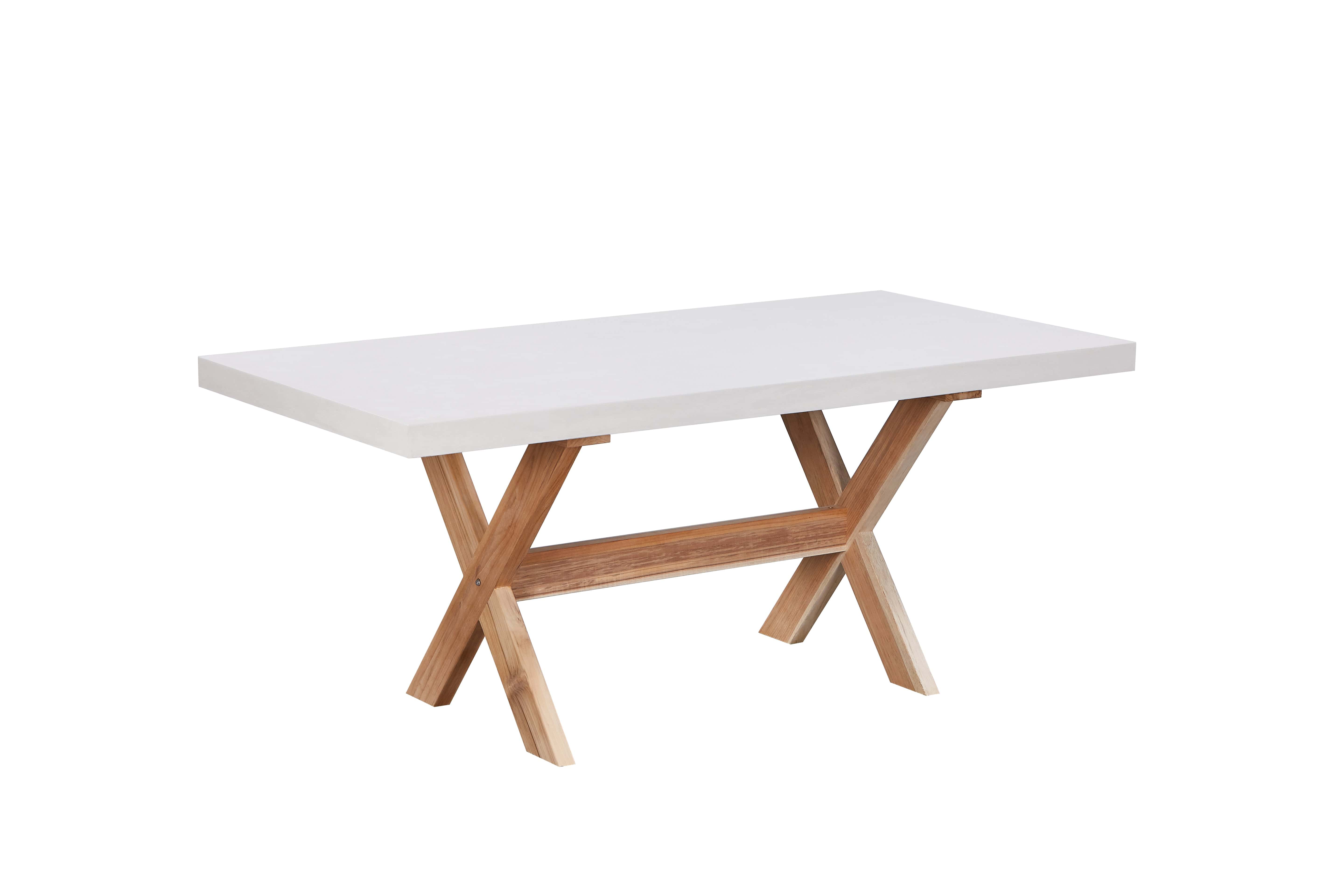 Kai Dining Table | Sand – Rectangular Microcement & Teak Table – Zoco Home
